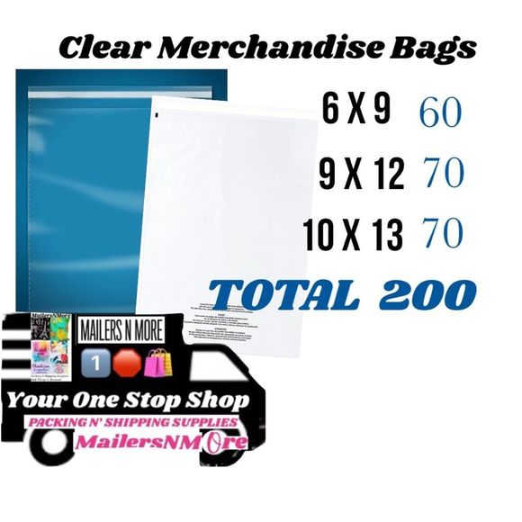 Mailers N More | Office | 20 Clear Merchandise Bags Mix Sizes 6x9 9x2 ...